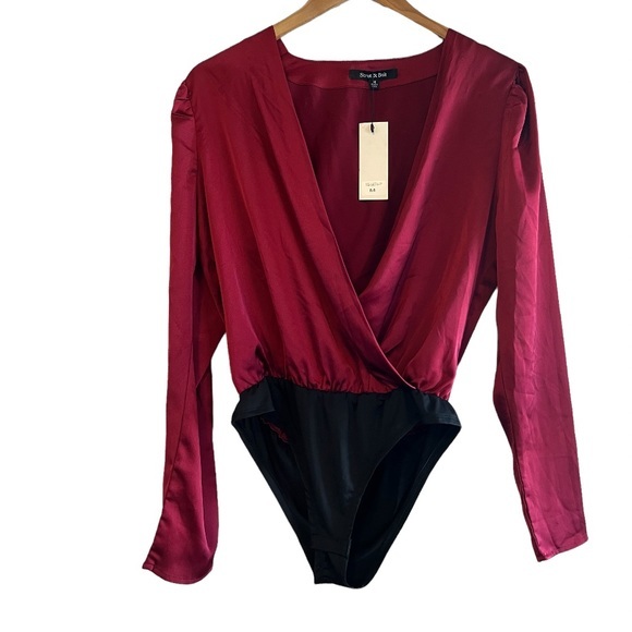 Strut & Bolt | Tops | Strut Bolt Pink Satin Faux Wrap Deep V Neck ...